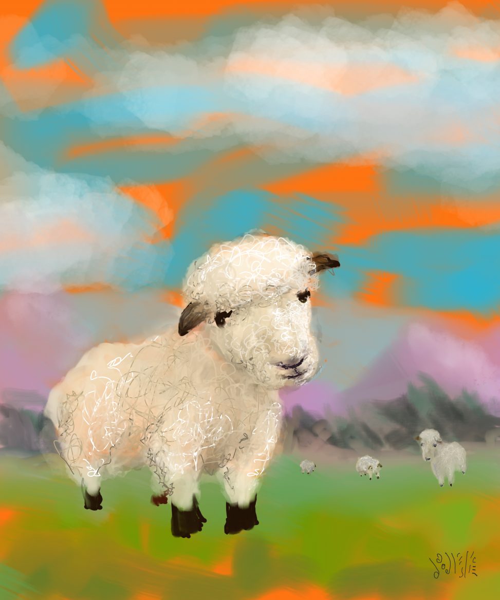 Sheep in a Moody Pasture - Doodleslice